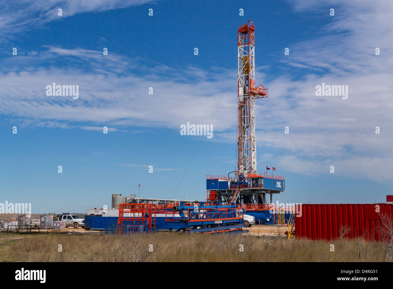 An exploratory oil well drilling rig near Peggy, Texas, USA Stock Photo ...