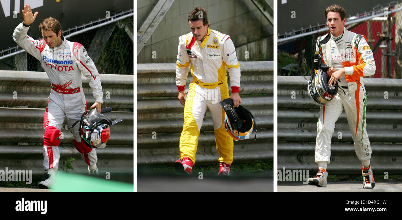 This combined photograph shows Italian Formula One driver Jarno Trulli ...