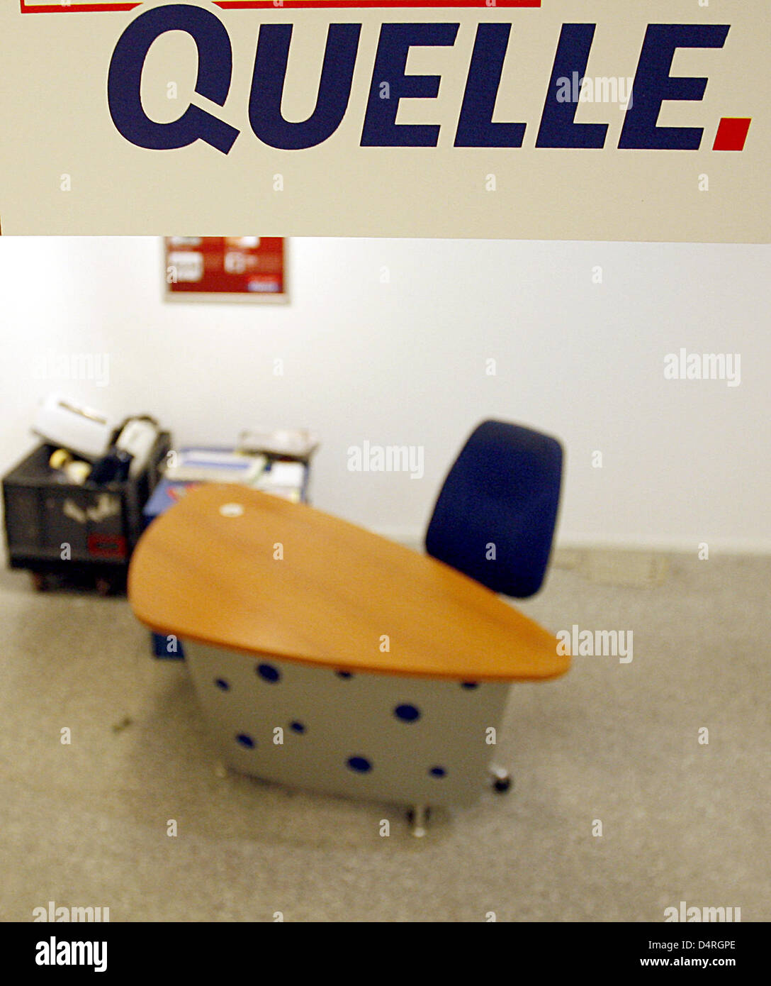 An empty desk at the Quelle department store in Nuremberg, Germany, 20 ...
