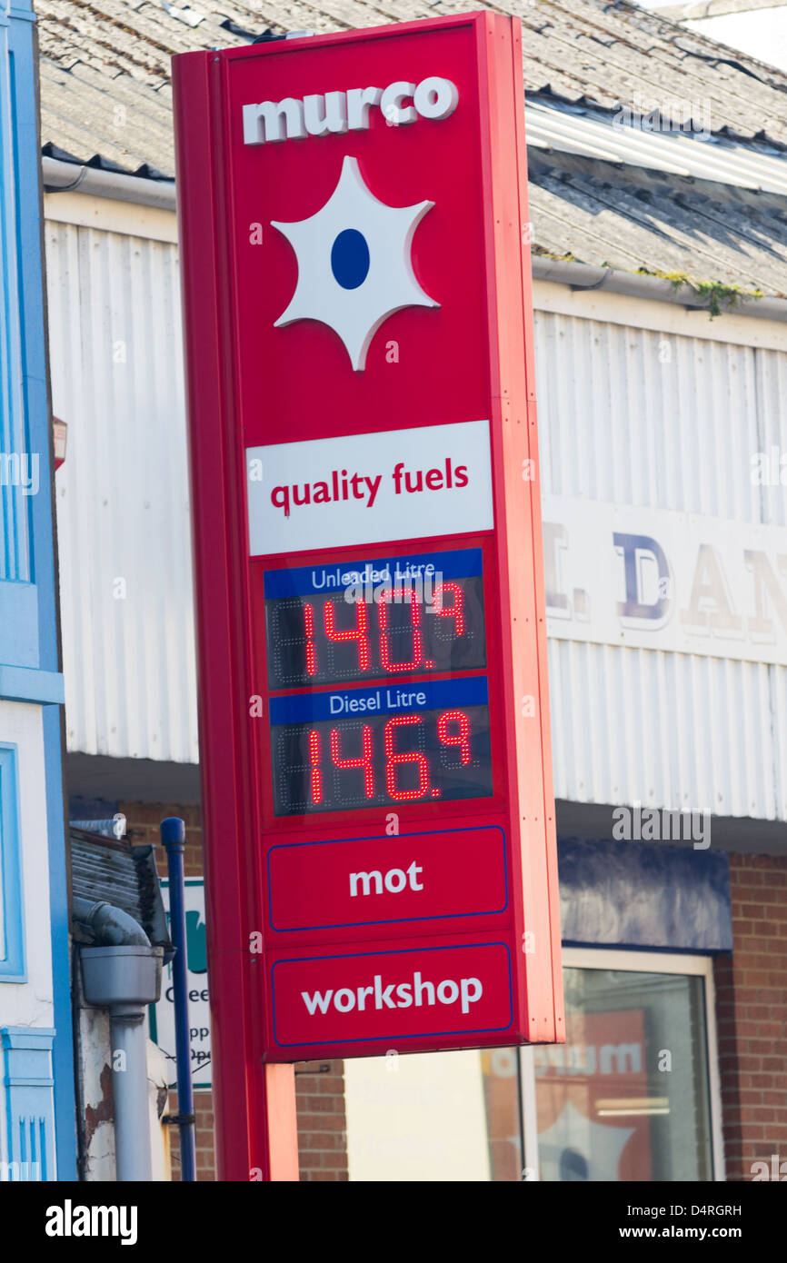 Very expensive fuel, petrol and diesel at Murco filling station Stock ...