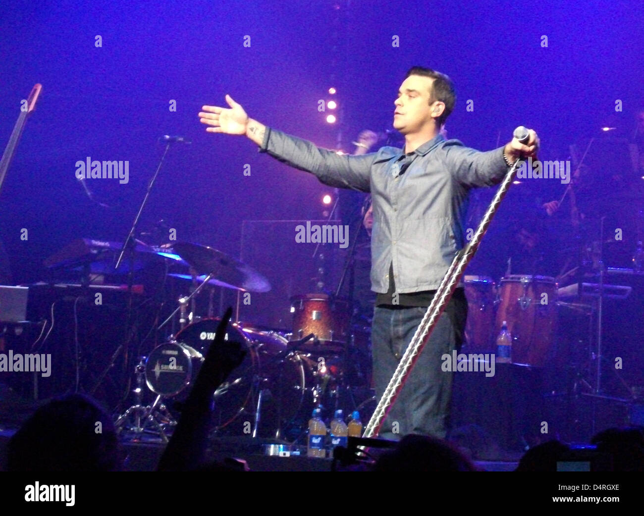 Singer Robbie Williams performs during the BBC Electric Proms concert ...