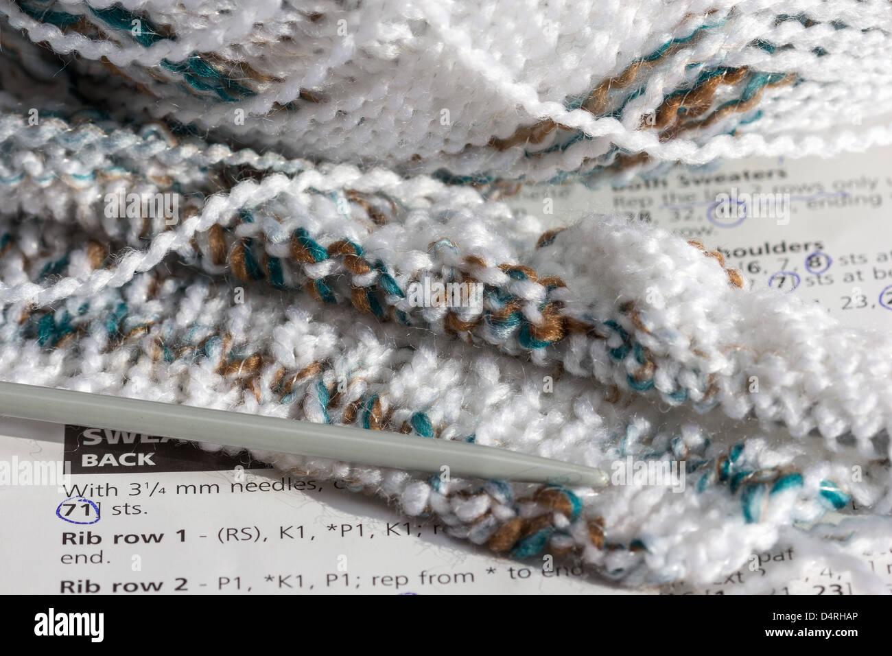 Knitting wool ,needles and pattern Stock Photo - Alamy