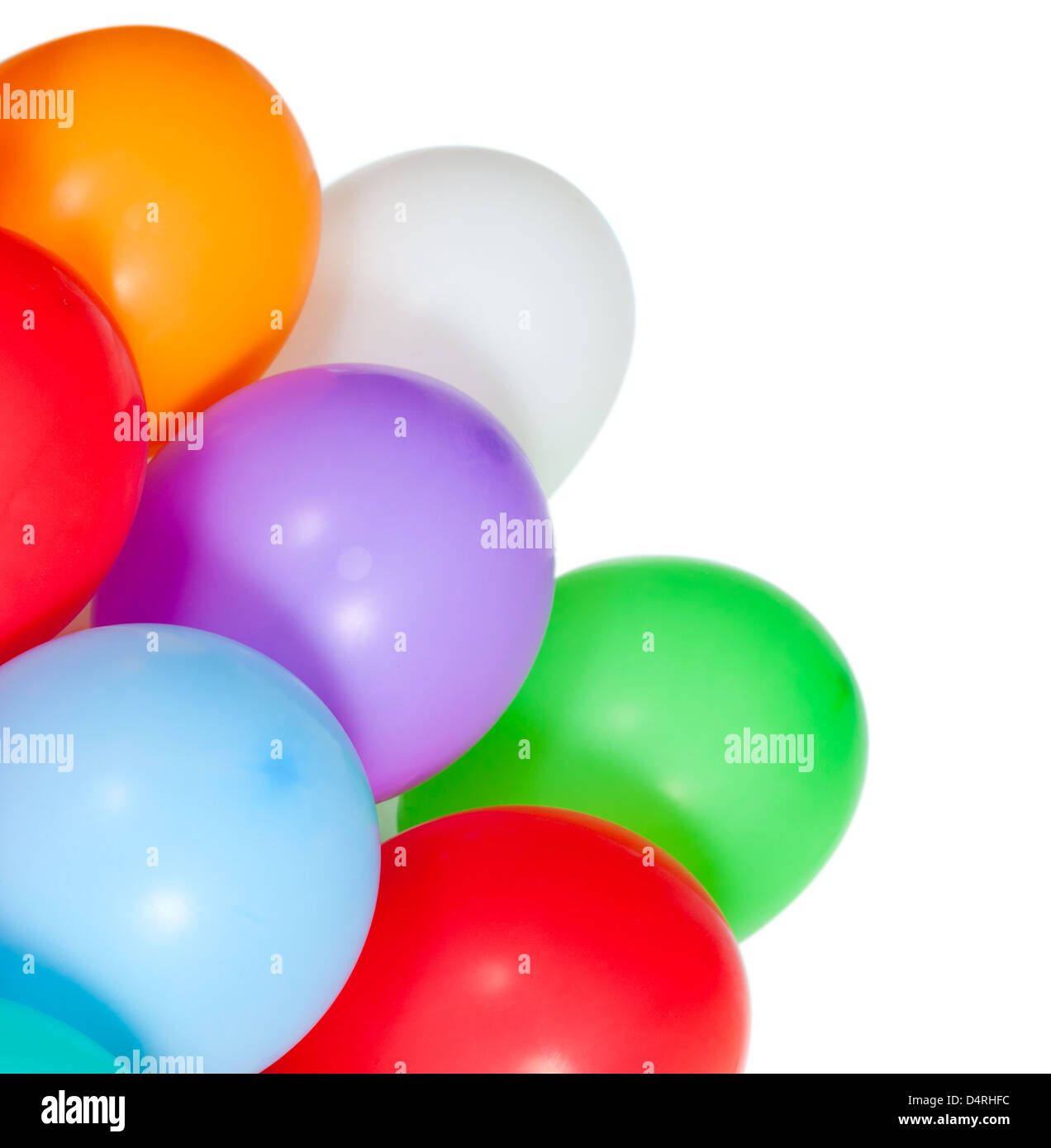 colorful balloons in the corner isolated on white background Stock ...