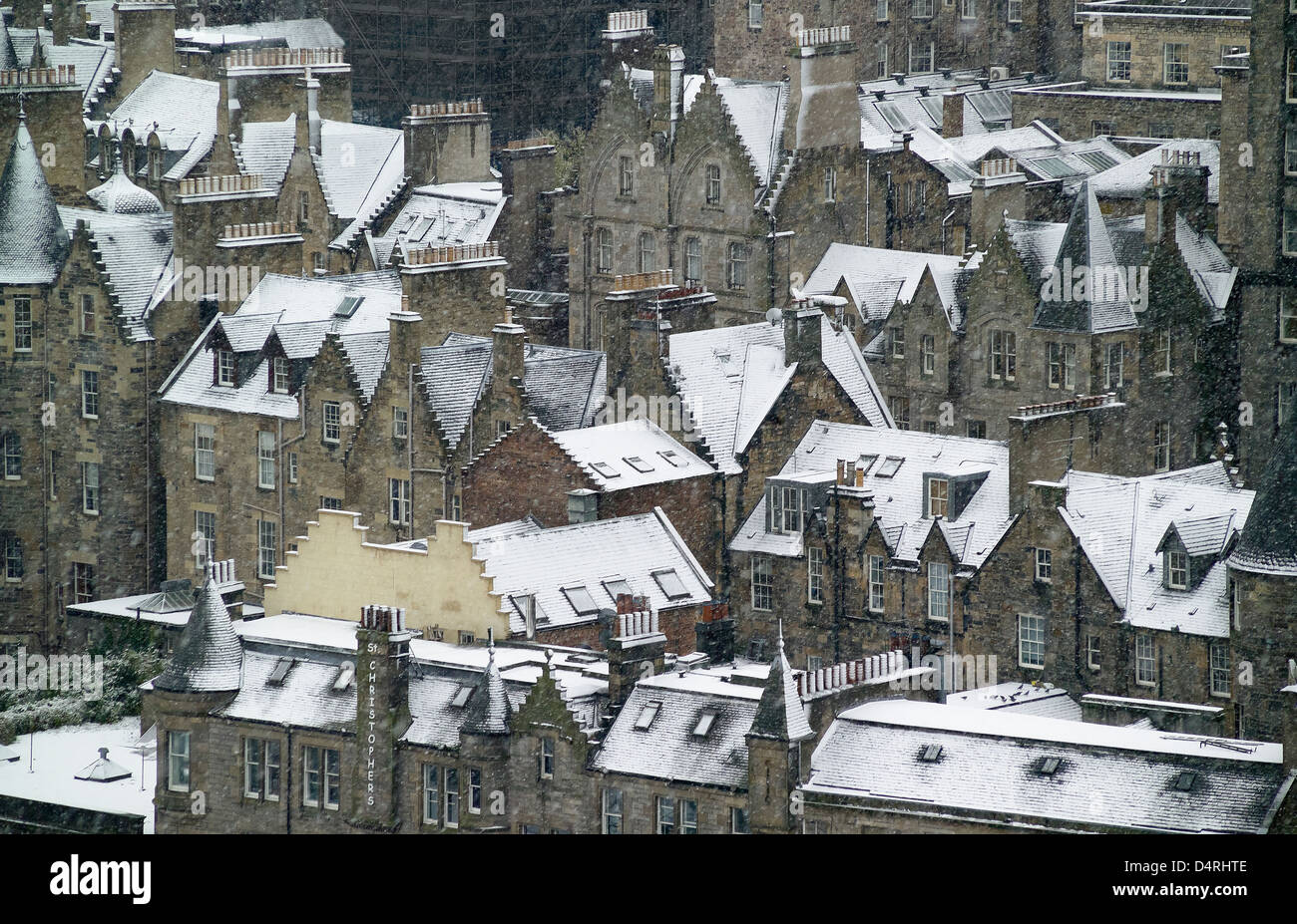 rooftops in snow at old town Stock Photo - Alamy