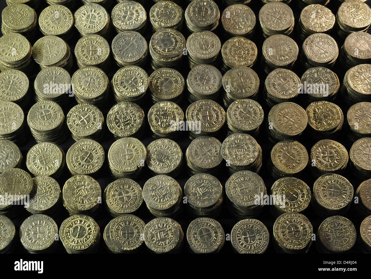 Precious gold coins seen during the reopening ceremony of the old ...