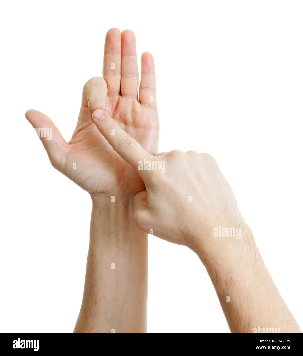 count off on man fingers isolated on white Stock Photo - Alamy