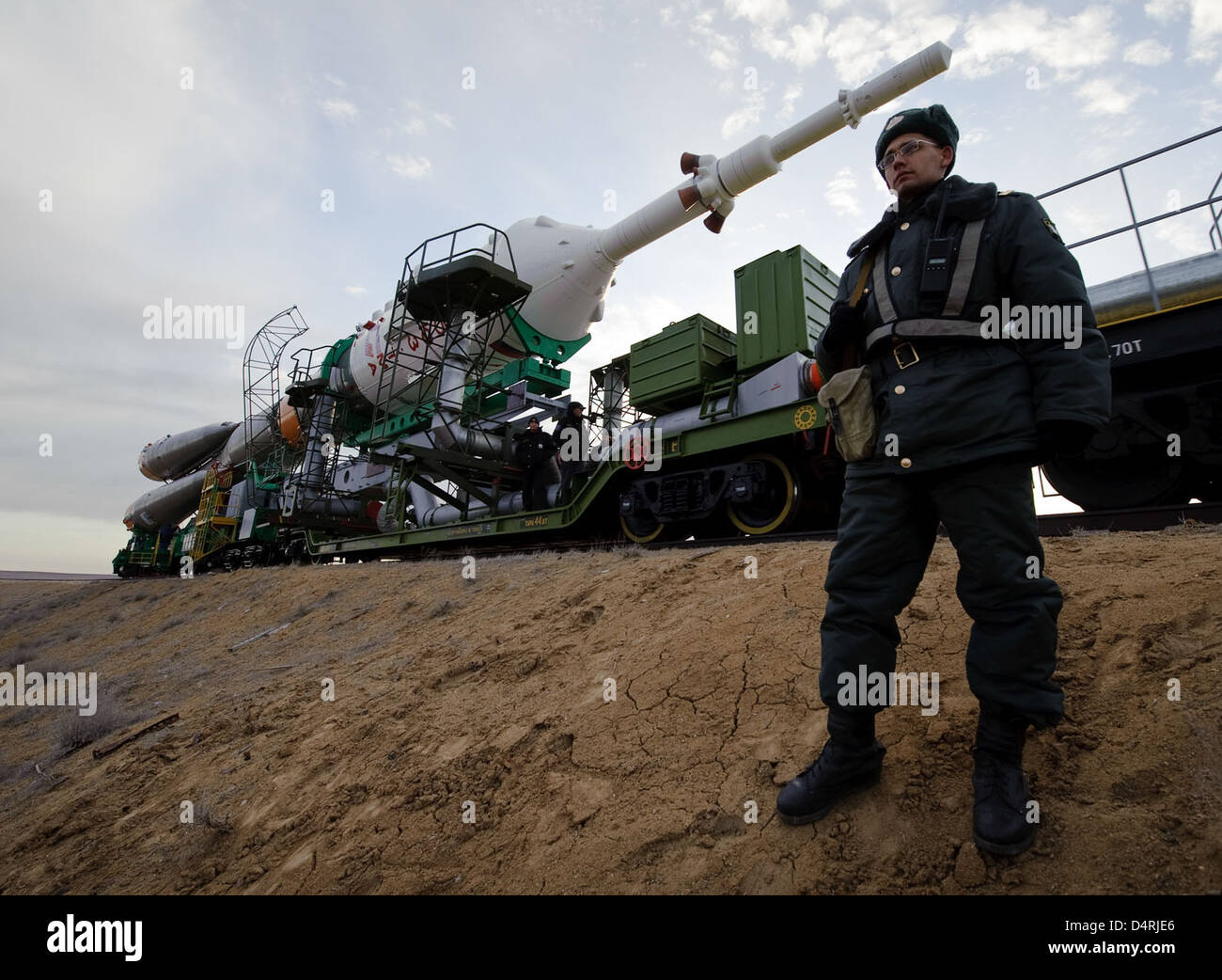 The Soyuz TMA-18 spacecraft for Expedition 23 rolls out to the launch ...