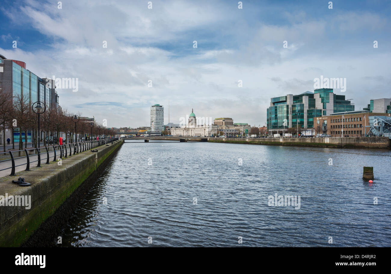 View along the River Liffey, Dublin, from Seán O'Casey Bridge ...