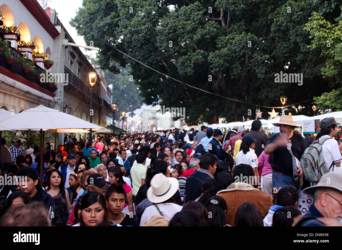 Long lines waiting to see the exhibits for Noche de Rabanos / Night of ...