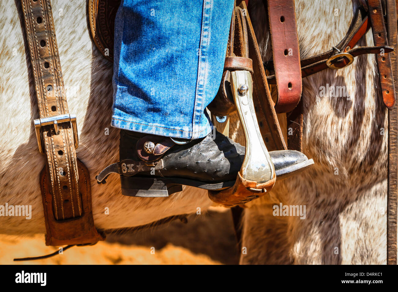 Close up of a cowboy's boot, spur and stirrup at the Florida State 85th ...