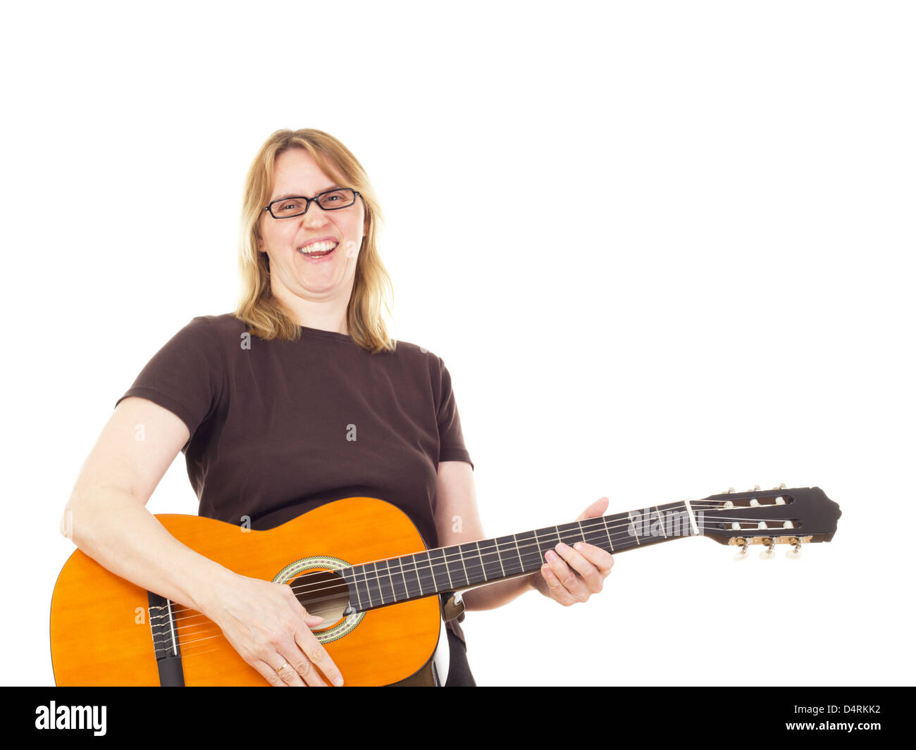 Woman playing guitar on background hi-res stock photography and images ...