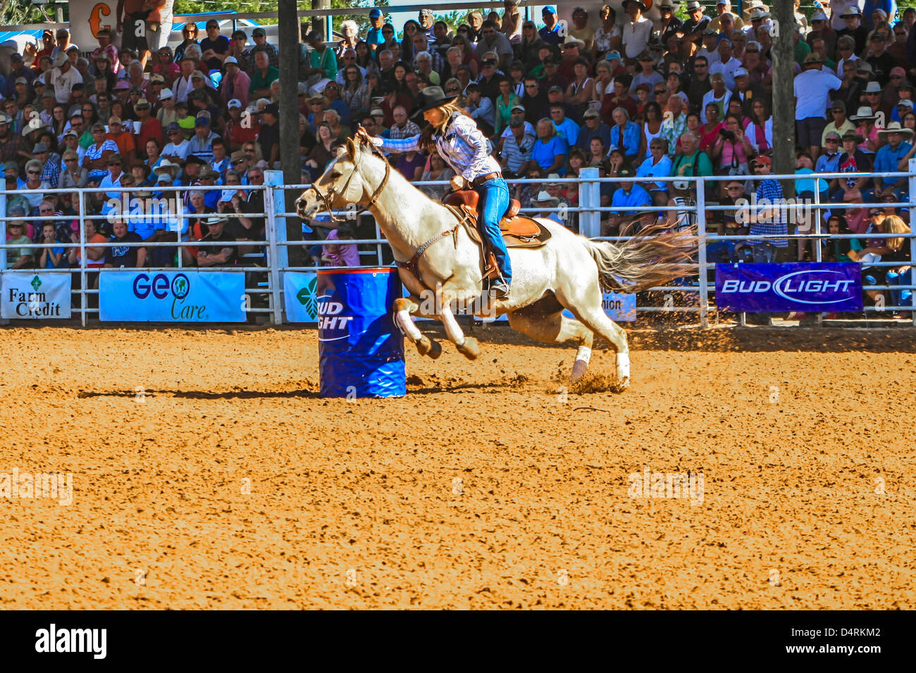 The Florida State 85th Rodeo Championships barrel racing event in ...