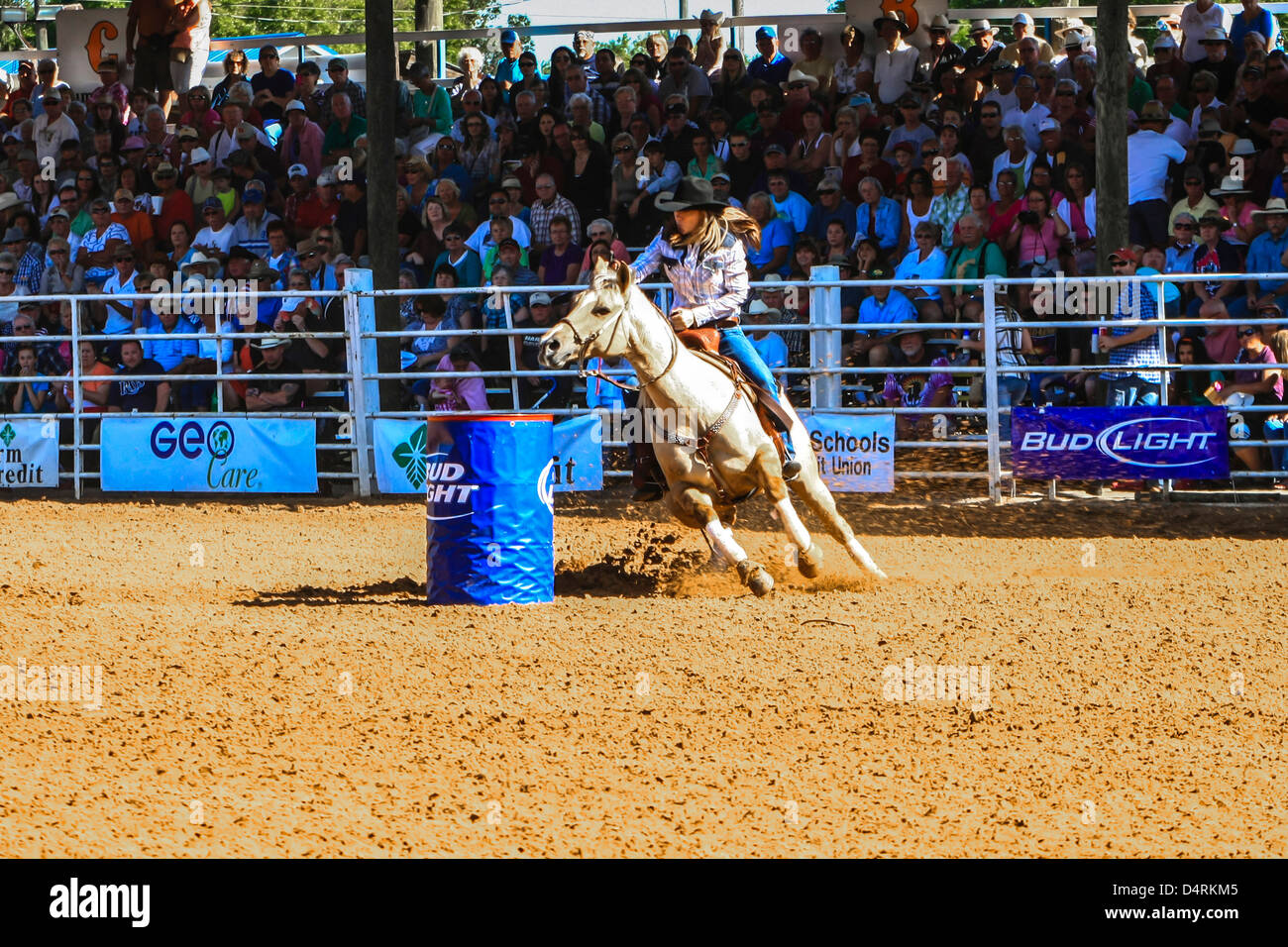 The Florida State 85th Rodeo Championships barrel racing event in ...