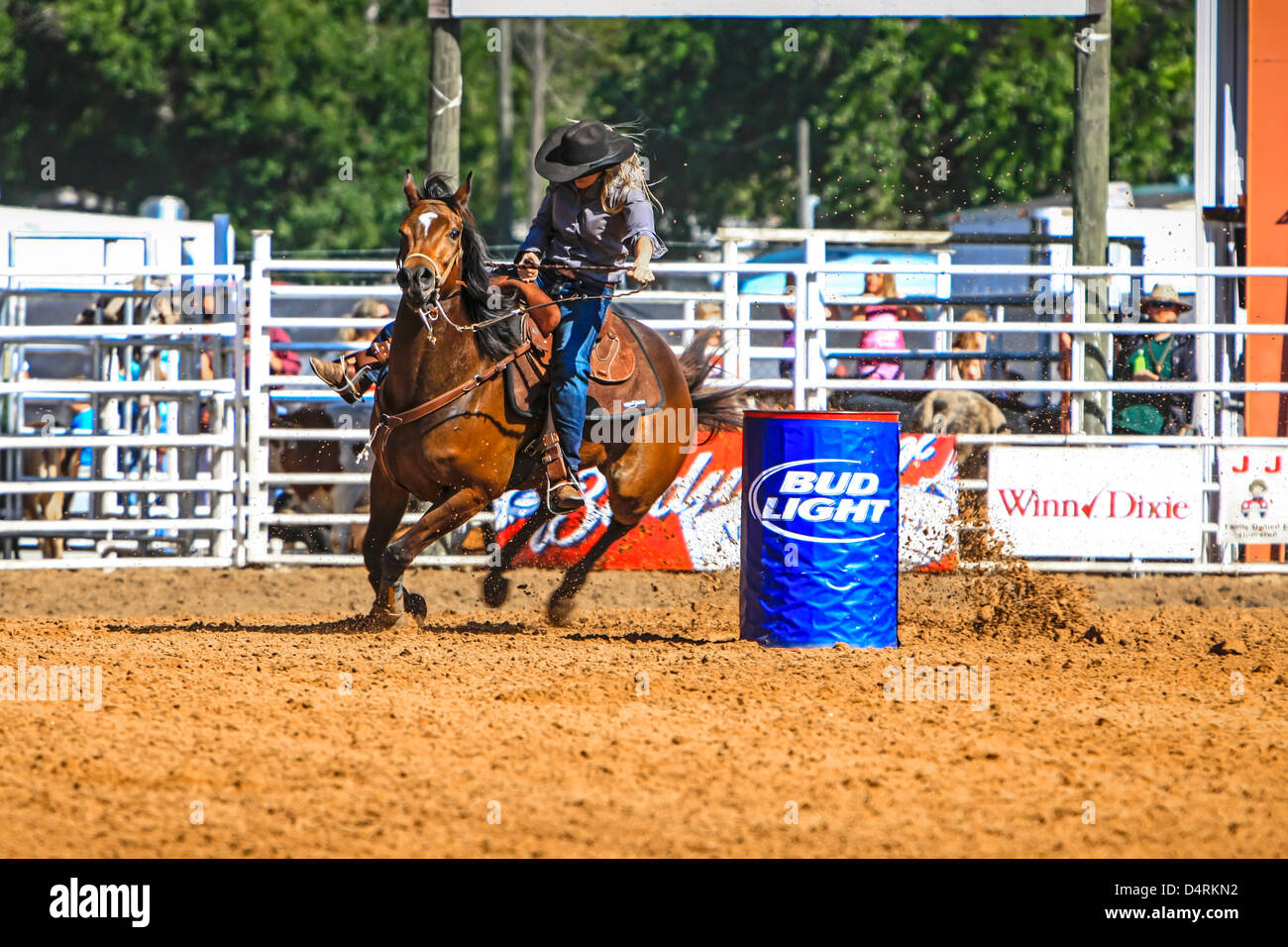 The Florida State 85th Rodeo Championships barrel racing event in ...