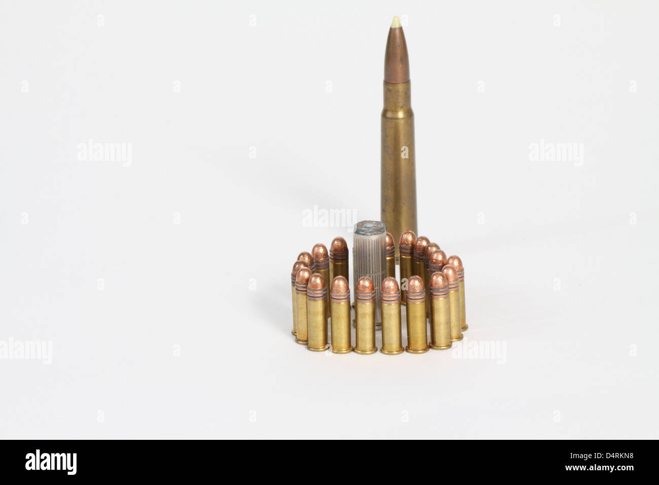 Different caliber bullets against a light colored background Stock ...