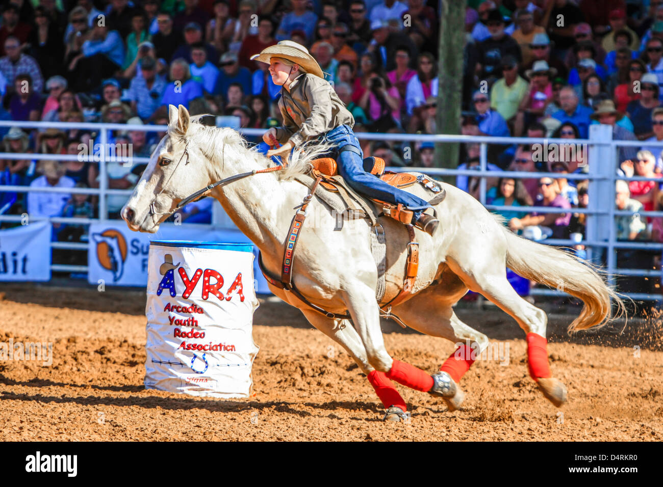The Florida State 85th Rodeo Championships barrel racing event in ...