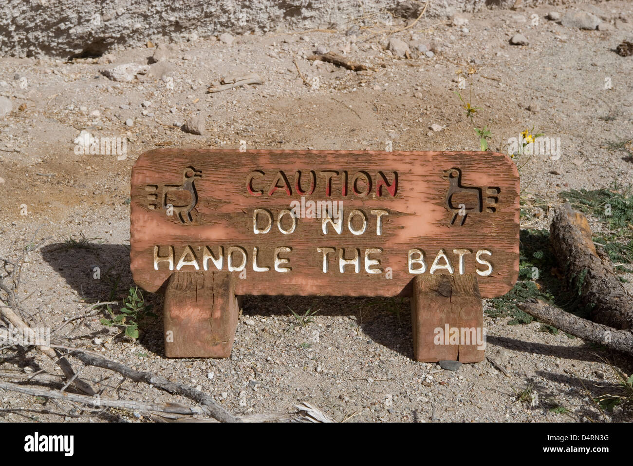 New Mexico: Bandelier National Monument / bat cave sign Stock Photo - Alamy