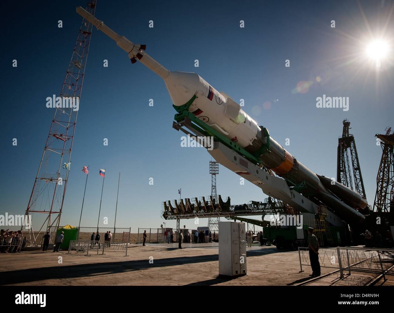 The Soyuz rocket for Expedition 24 rolls out to the launch pad at the ...