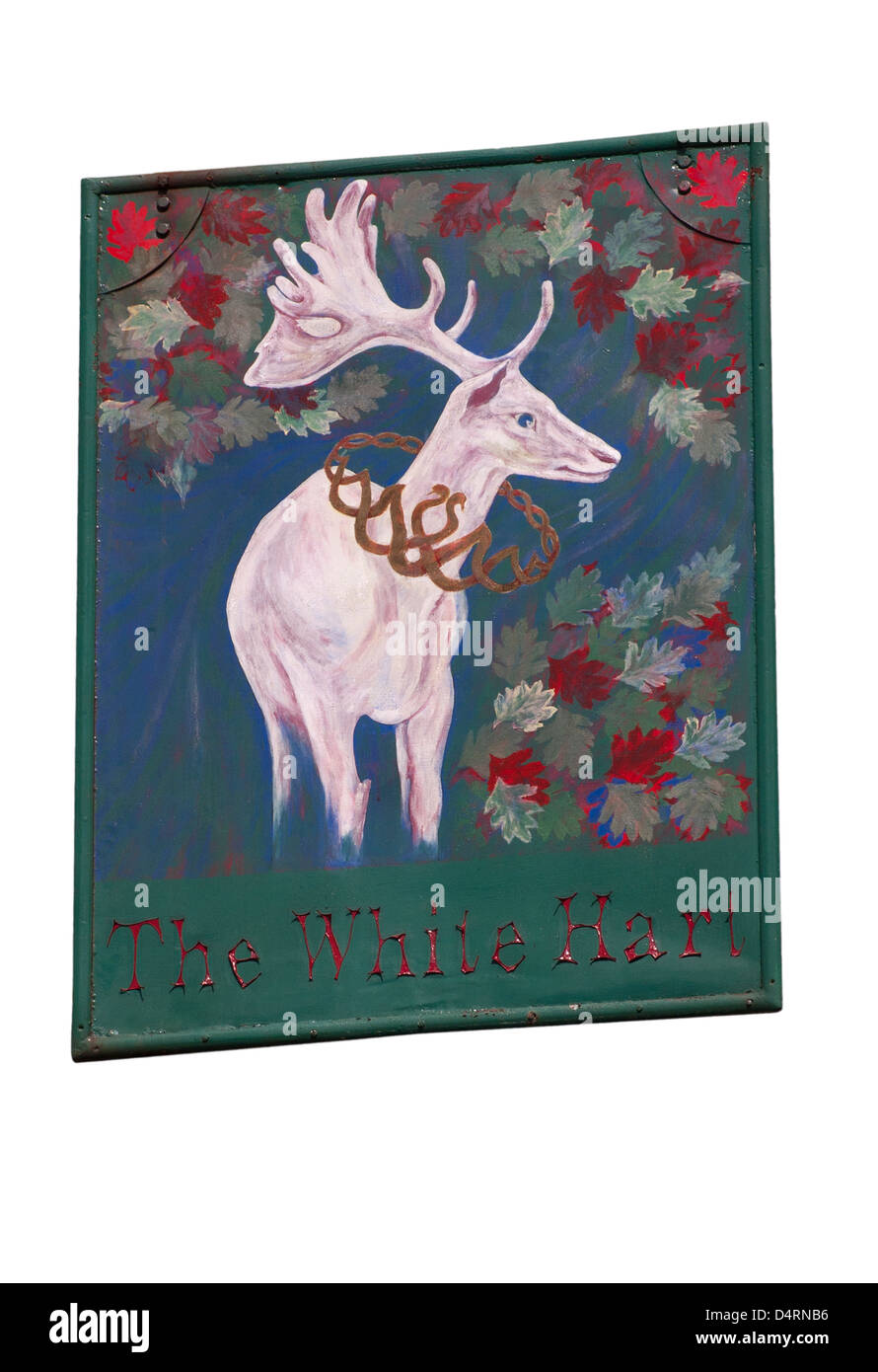 Pub signs the white hart Cut Out Stock Images & Pictures - Alamy