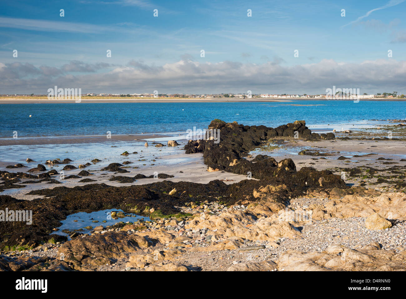 View across Dublin Bay towards Dollymount Strand from Sutton, with ...