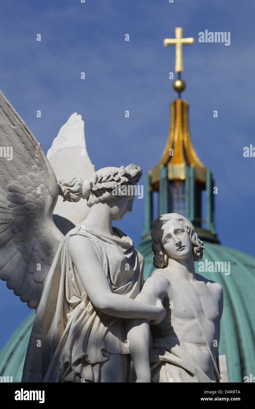 Berlin, Germany, on the sculpture in front of the Berliner Dom ...