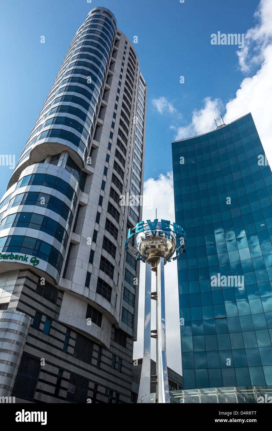 Europe Turkey Istanbul, the towers at the entrance of the Levent metro ...