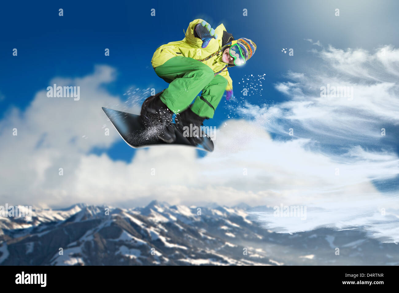 A female snowboarder on the piste in Alps, Europe Stock Photo - Alamy