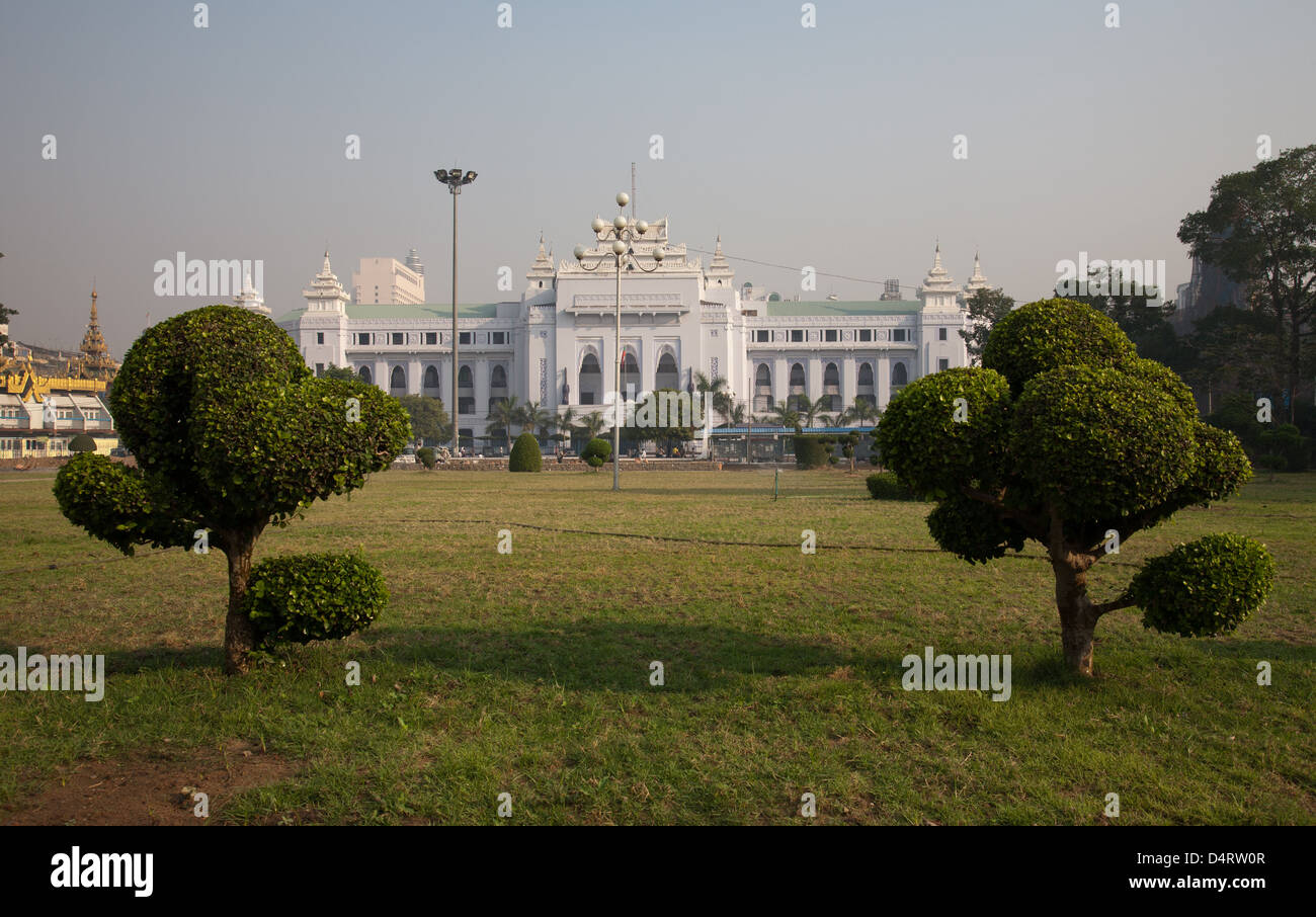 The Yangon City Hall as seen from Mahabandoola Gardens Maha Bandoola ...