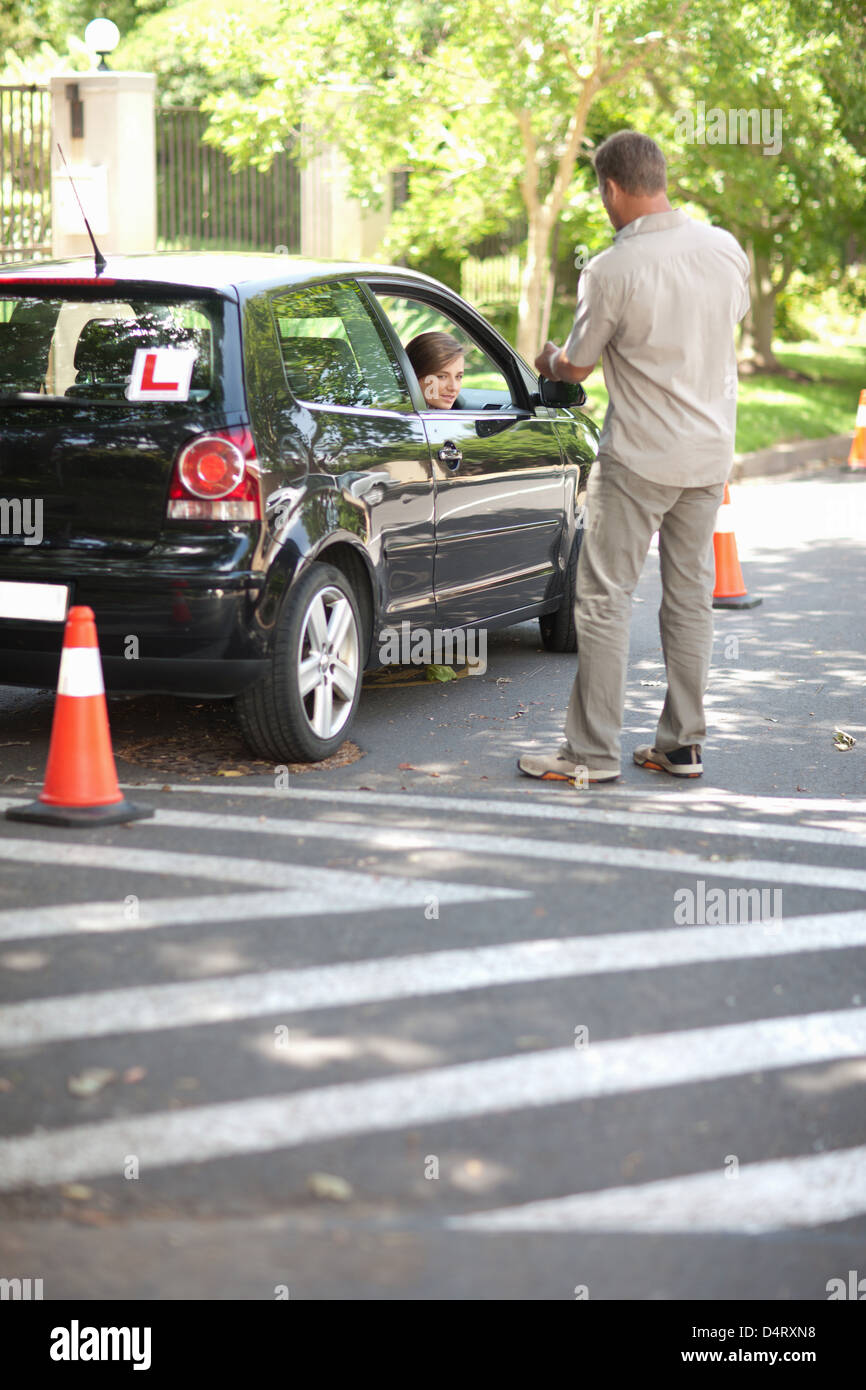 Father Teaching Daughter To Drive Car Stock Photos & Father Teaching ...