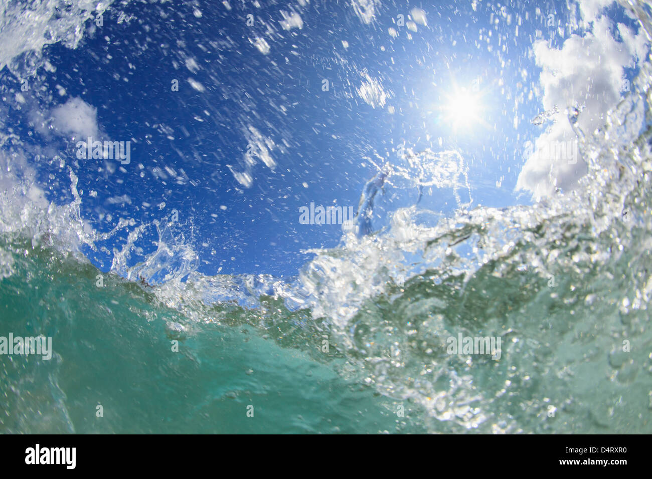 Crashing wave viewed underwater Stock Photo - Alamy