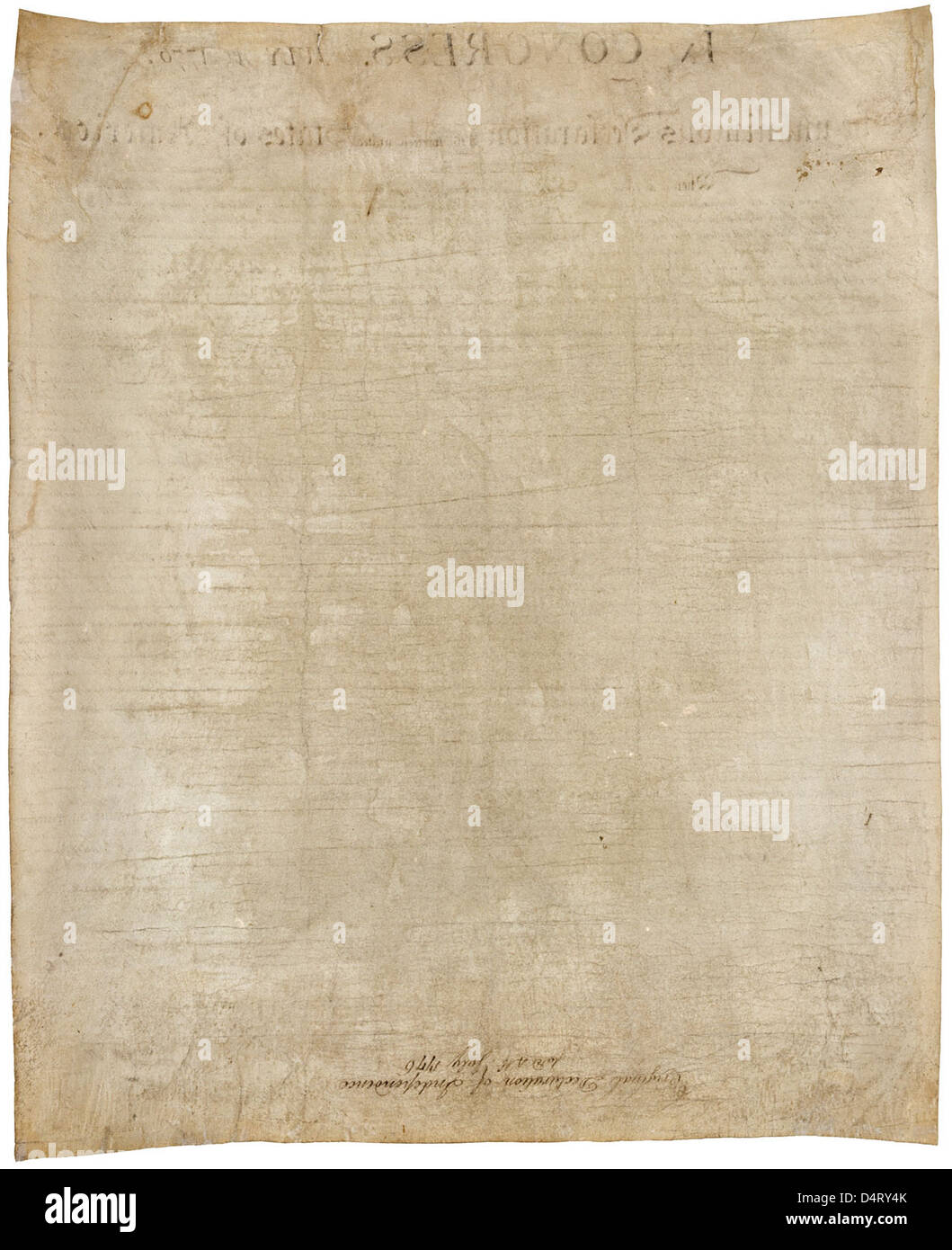 Engrossed Declaration of Independence (Reverse Stock Photo - Alamy