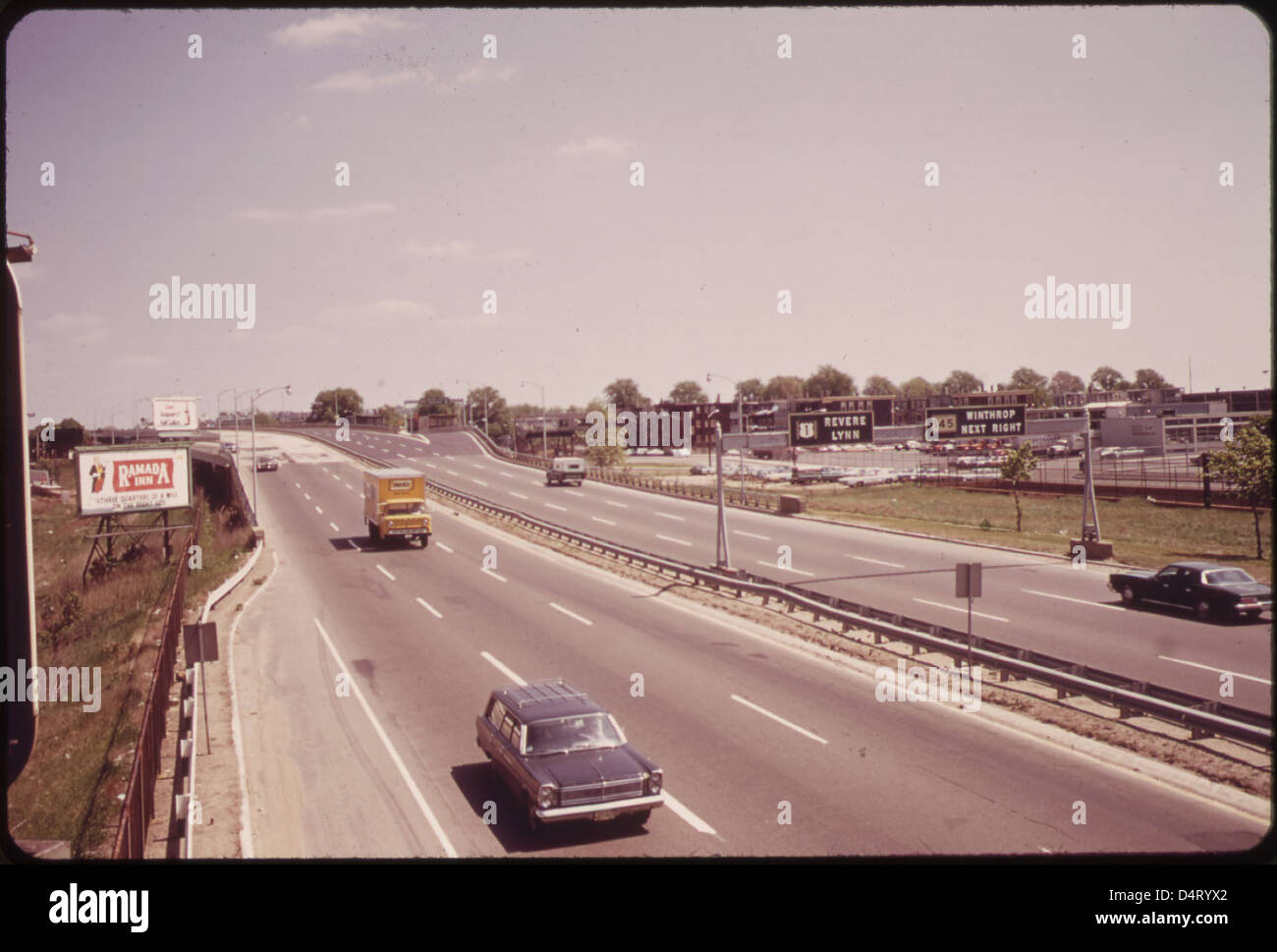 A 1973 photograph of the Route C1 elevated highway in Boston, capturing ...