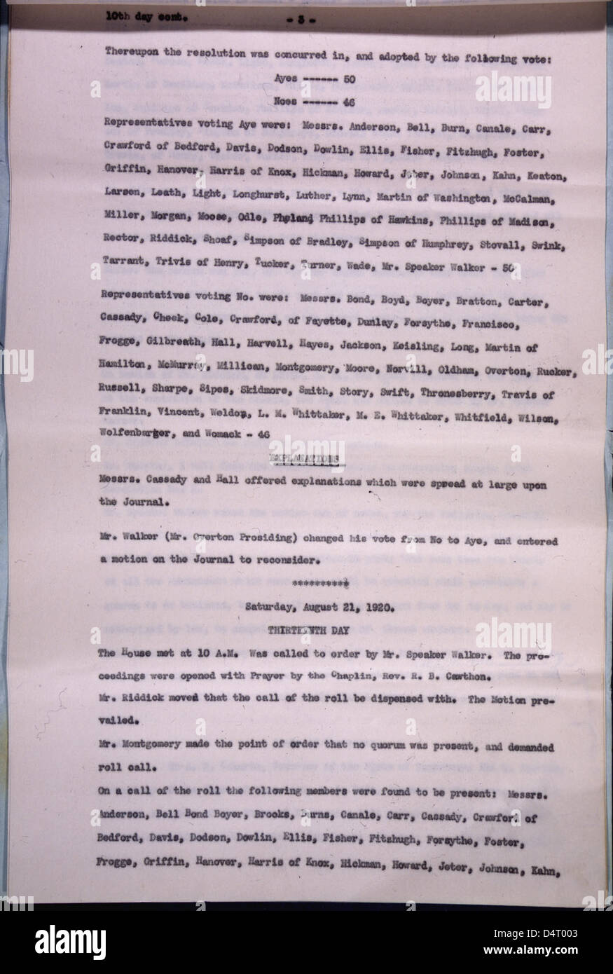 The ratification of the 19th Amendment, which granted women the right ...