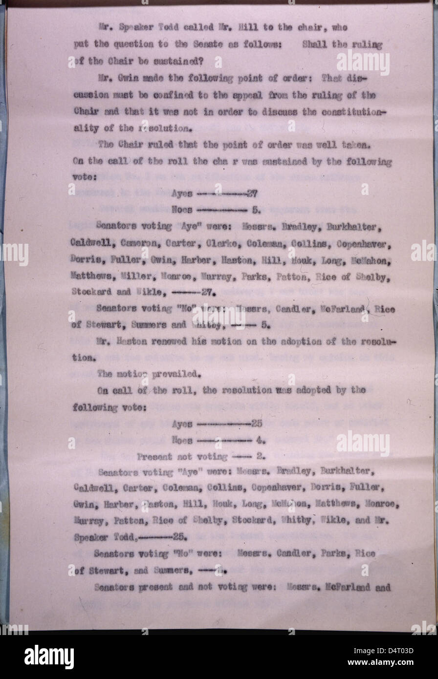 A historical document showing the ratification of the 19th Amendment ...