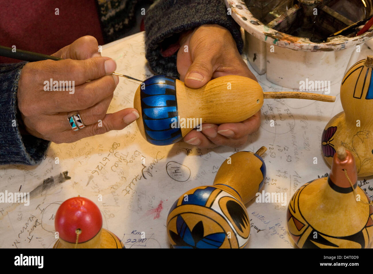 New Mexico: Native American art / gourd painting Stock Photo - Alamy