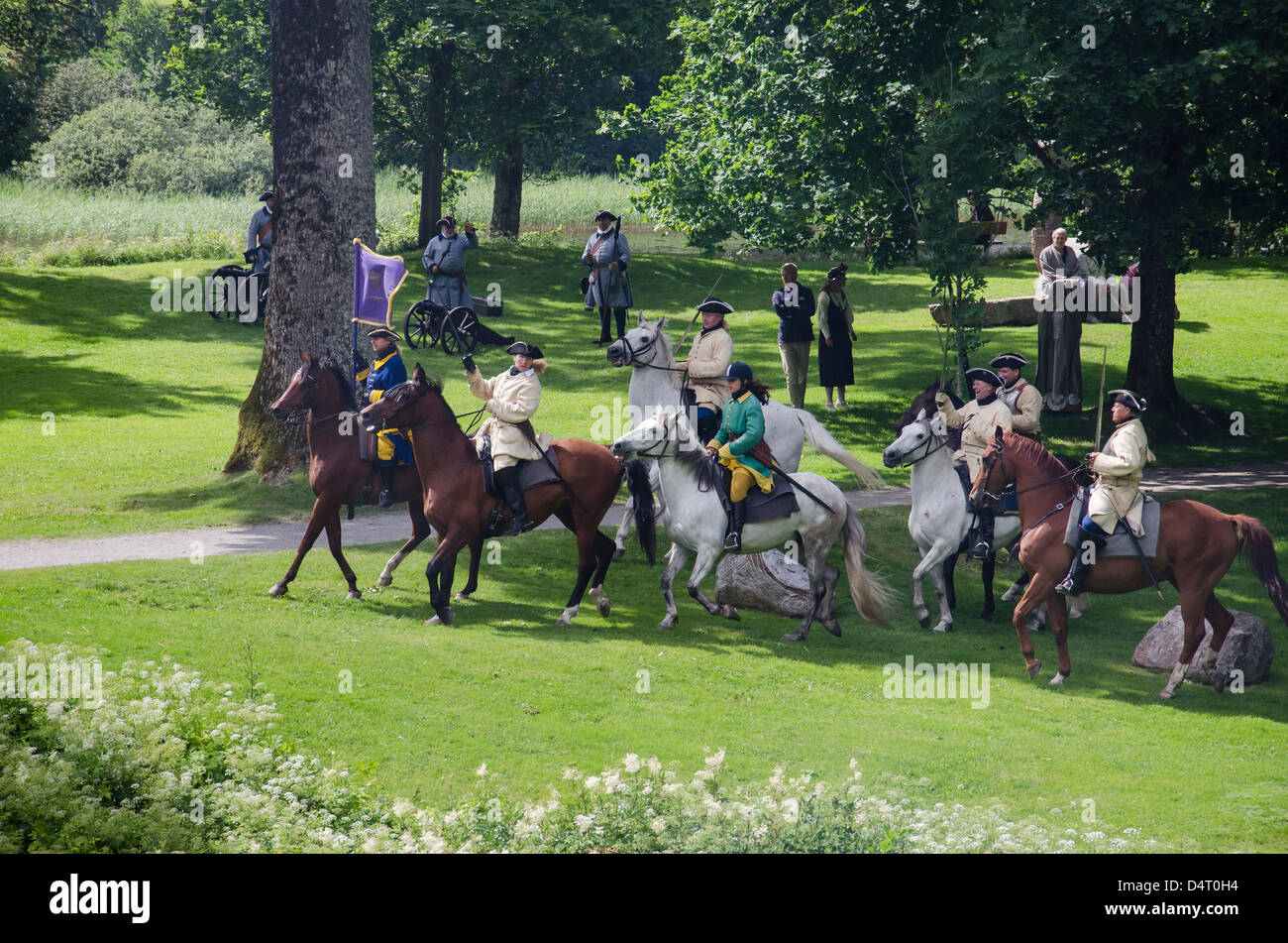 17-th century soldier display with simulated musket fire Stock Photo ...