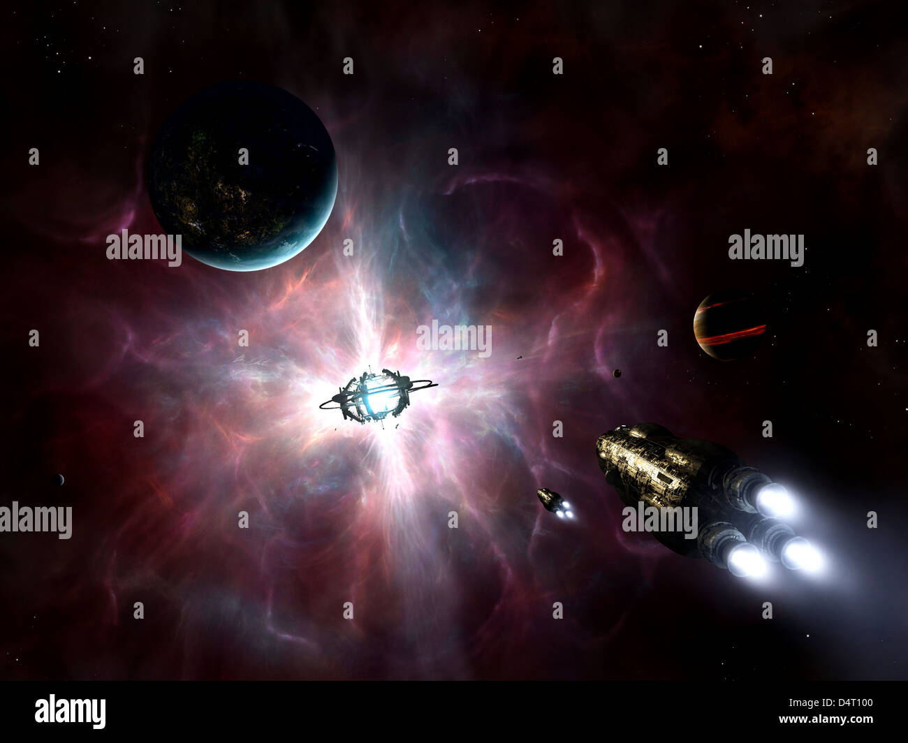 An enormous stellar power and manufacturing station built around a star ...