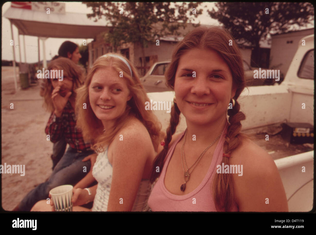 A group of teenagers from Leakey, Texas, photographed in May 1973, part ...