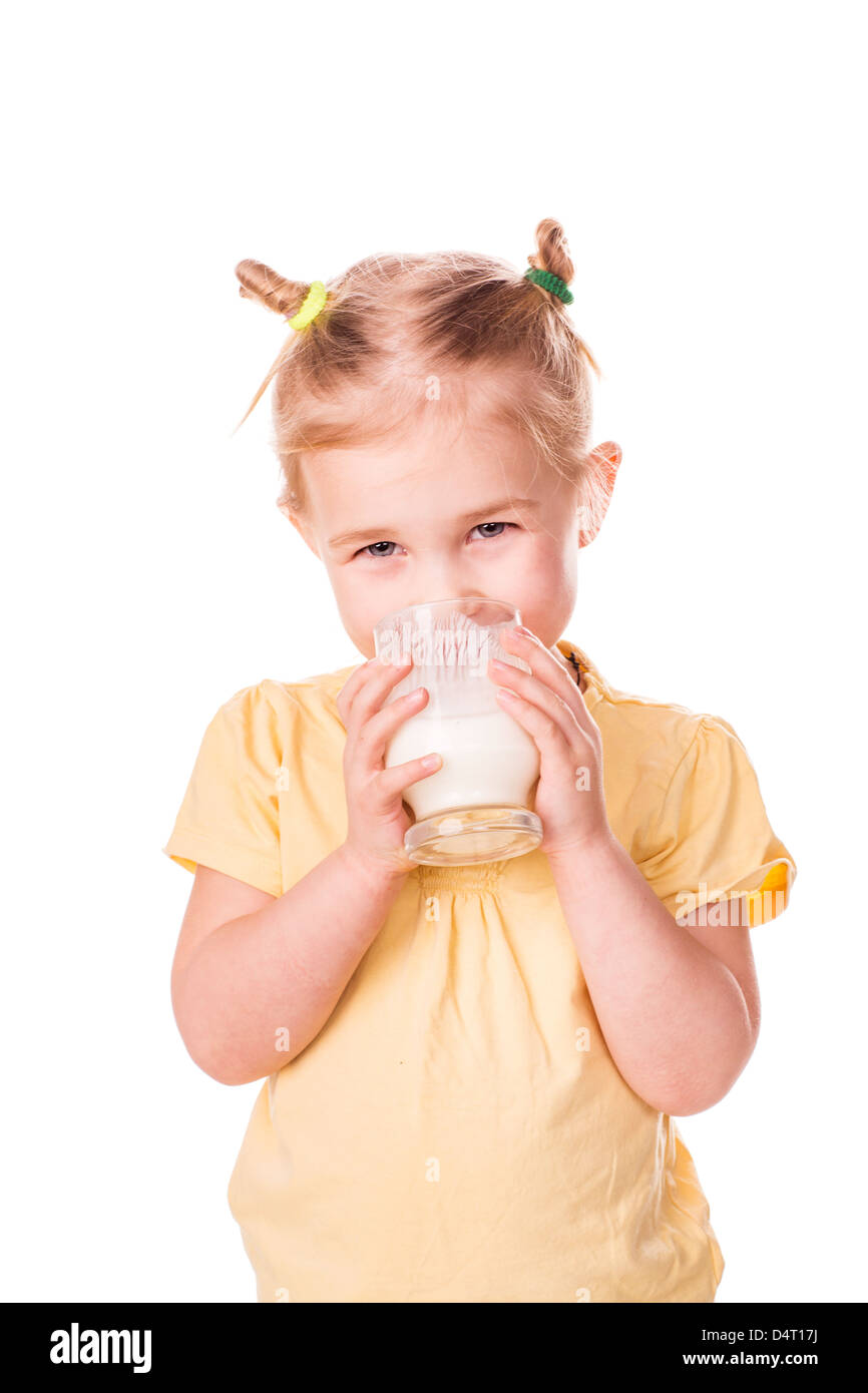 Portrait girl holding glass milk hi-res stock photography and images ...