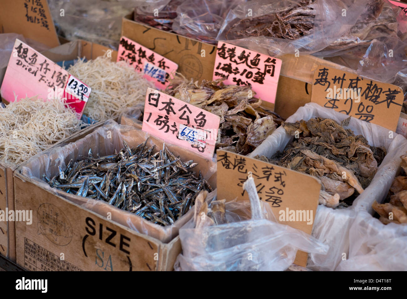 New York Chinatown street market dry dried fish Stock Photo - Alamy