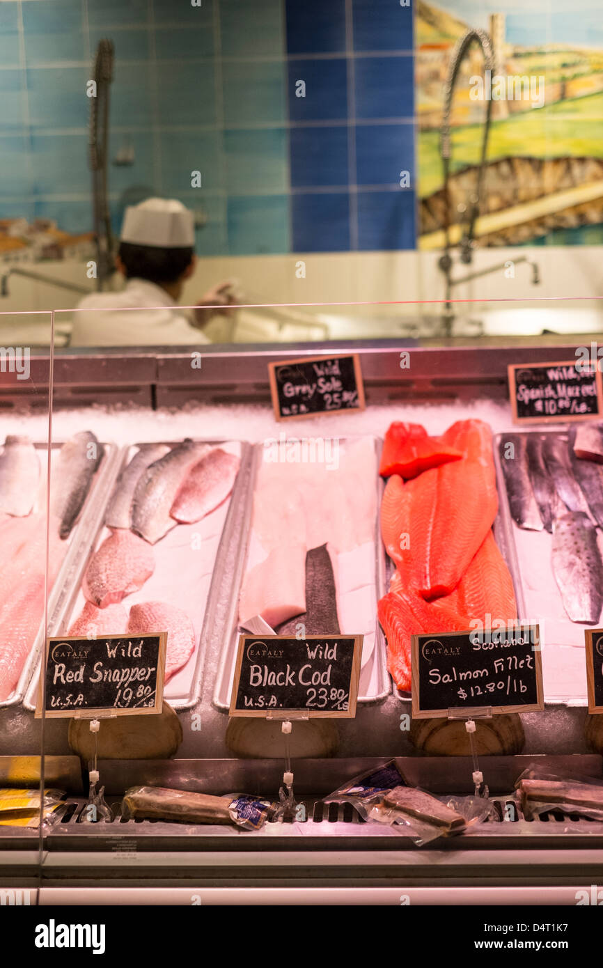 Fresh fish on display at Eataly market, New York Stock Photo - Alamy