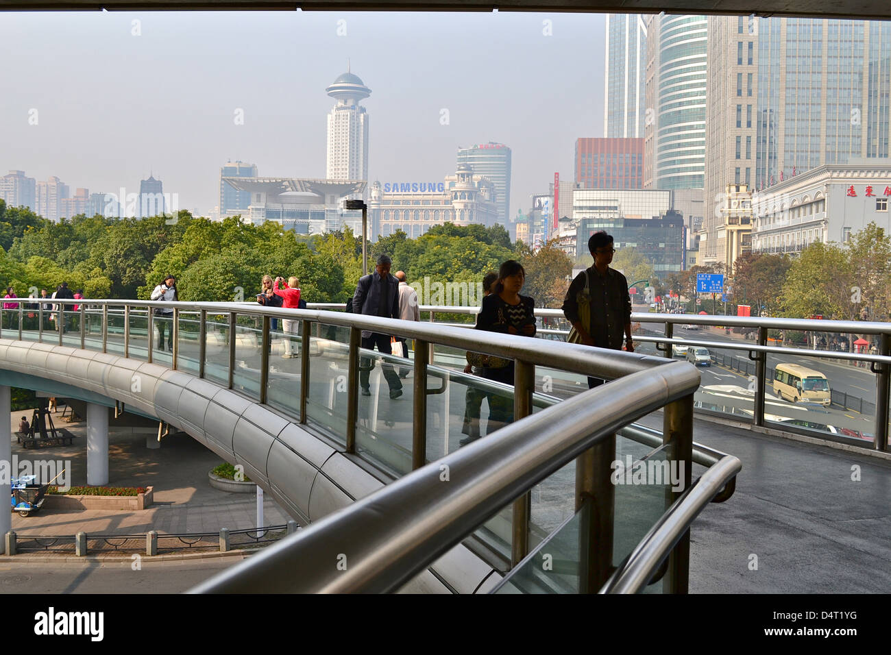 Raised pedestrian walkway in Shanghai, China Stock Photo - Alamy