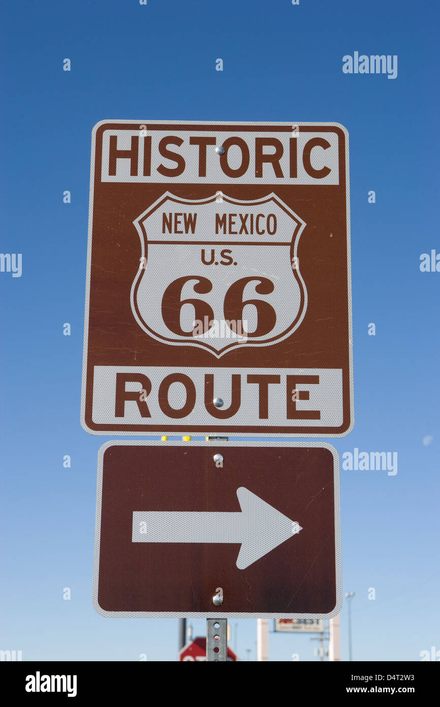 New Mexico: Route 66 road-sign Stock Photo - Alamy