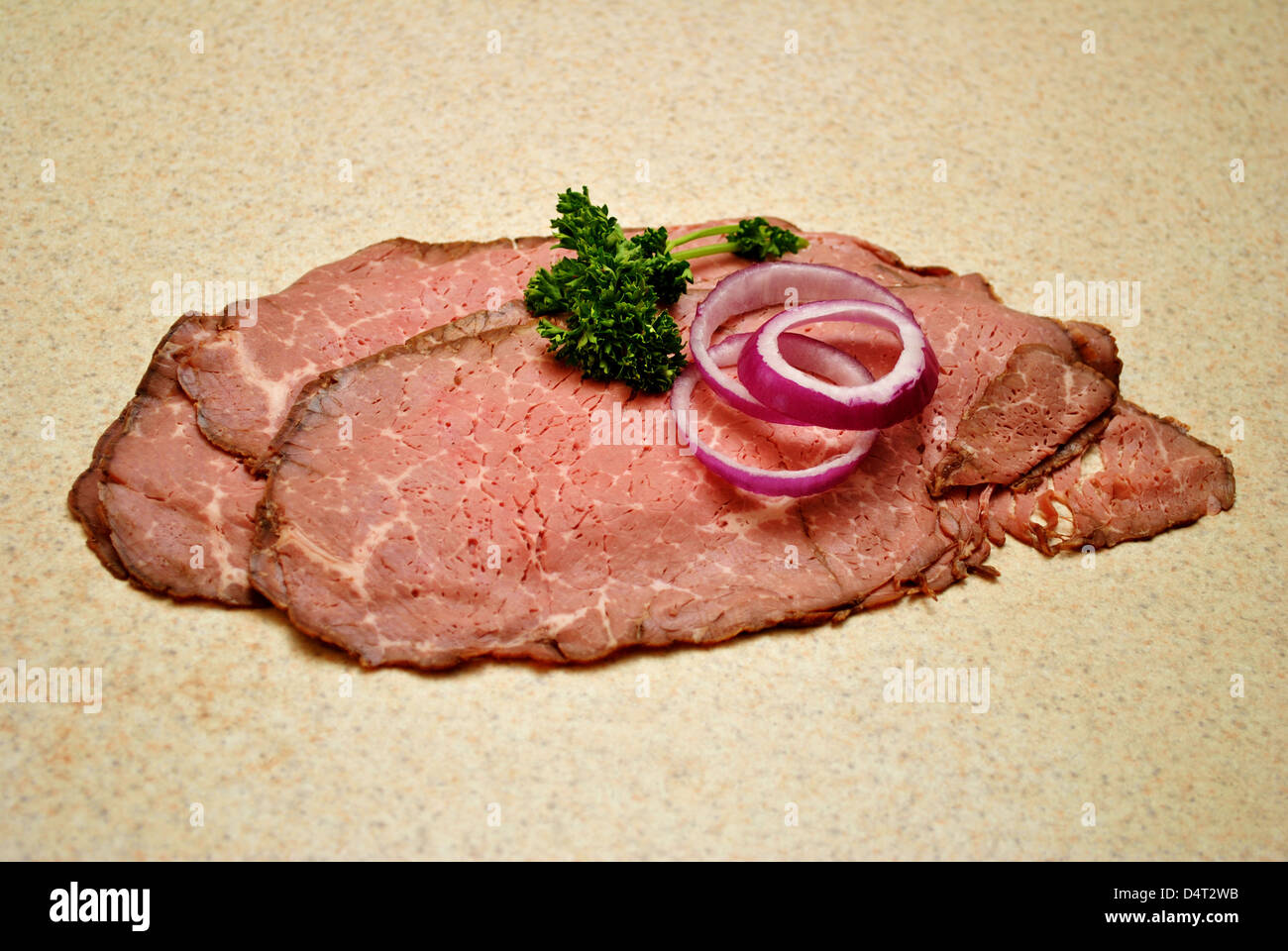 Deli Roast Beef With Sliced Onion Stock Photo - Alamy