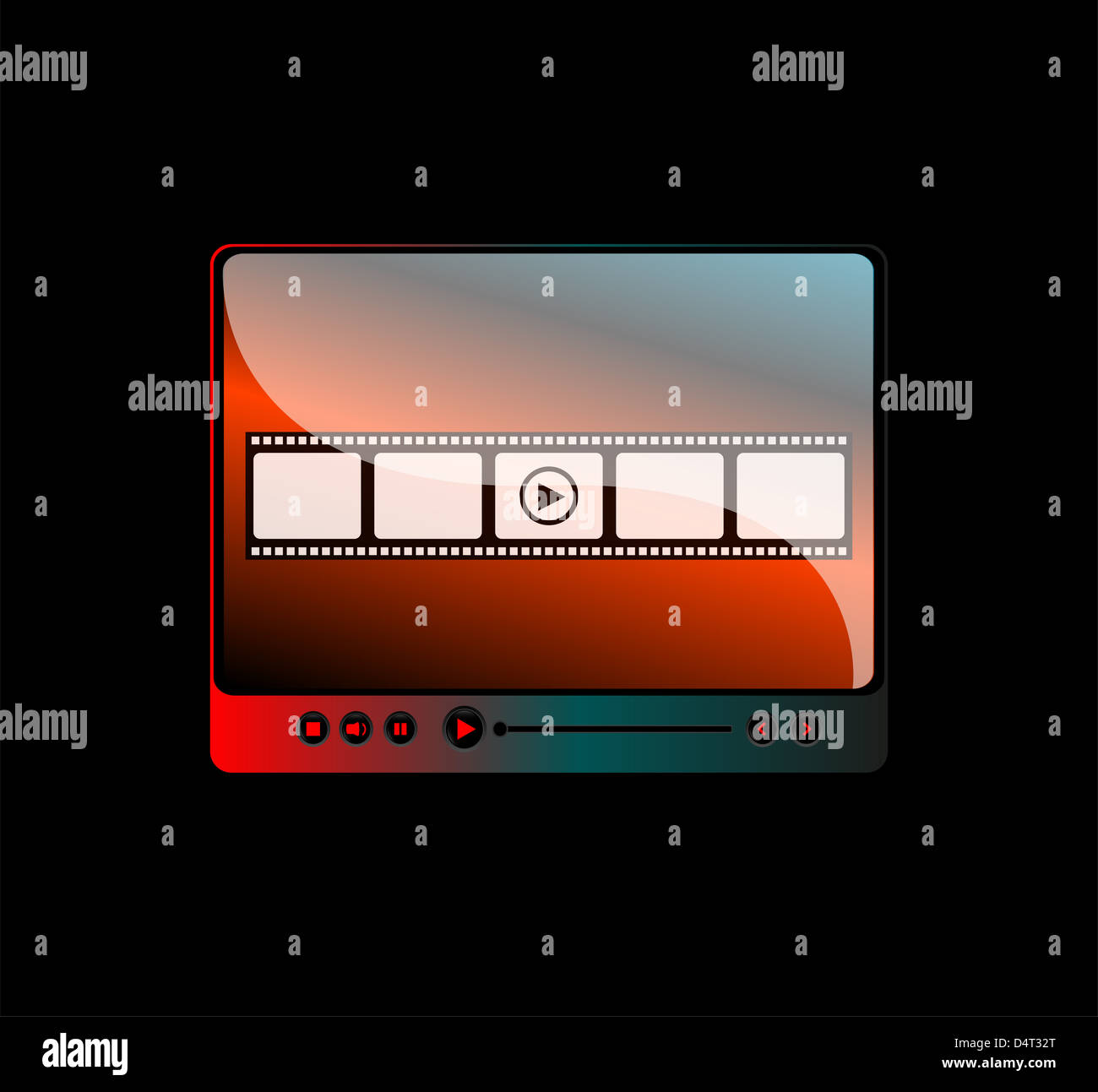 movie player interface with film strip and digital buttons Stock Photo ...