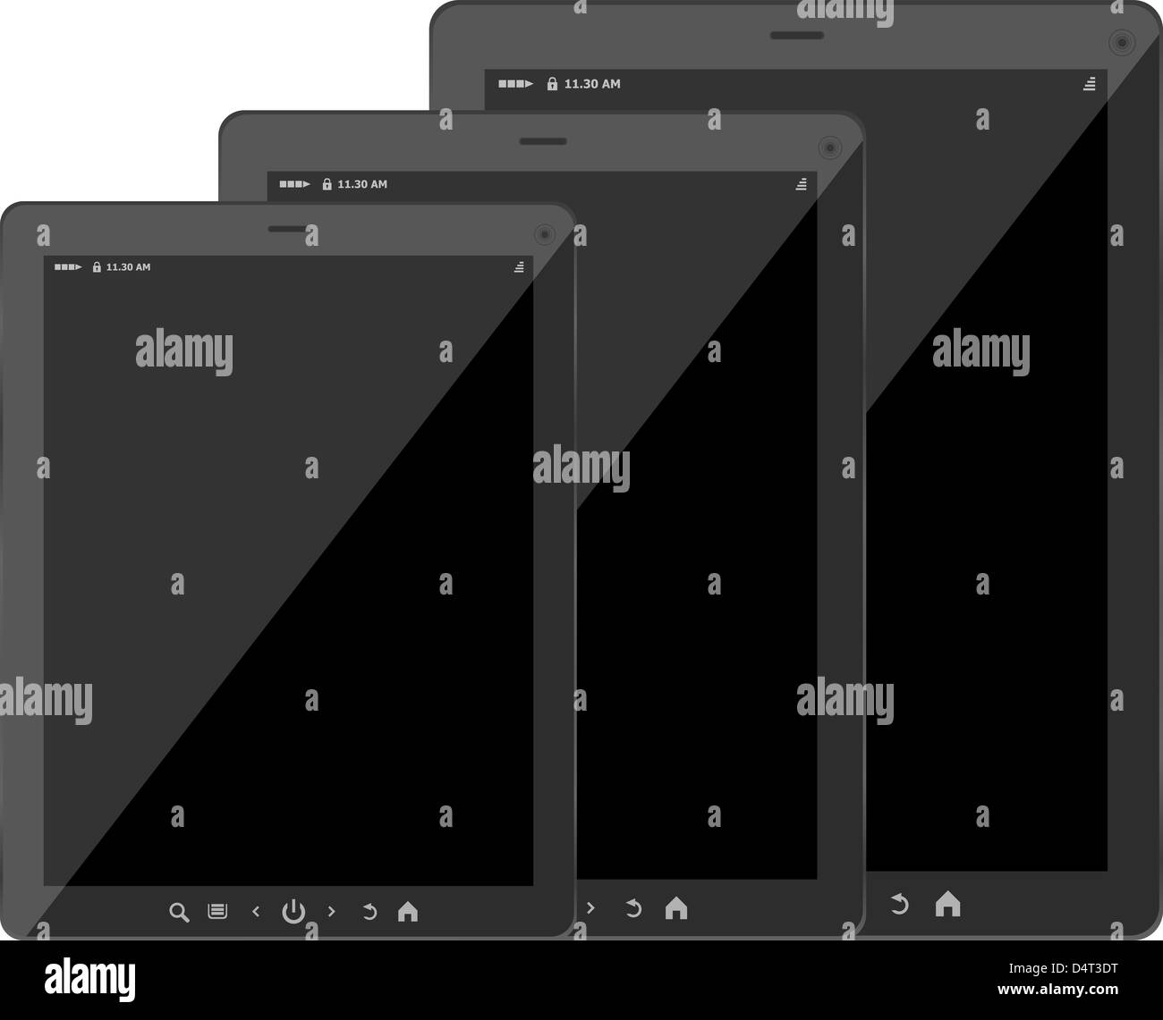 Tablet pc set with black screen isolated on white background Stock ...