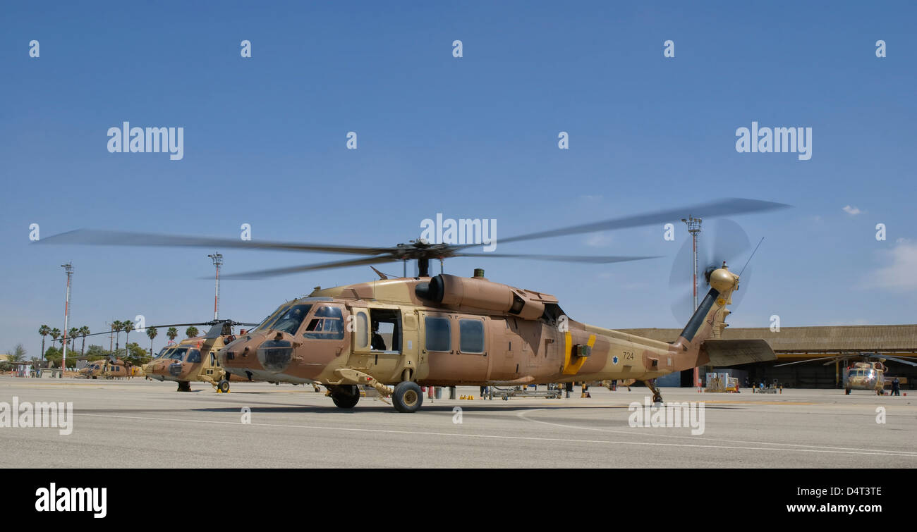 A Sikorsky UH-60 Black Hawk Yanshuf of the Israeli Air Force parked at ...