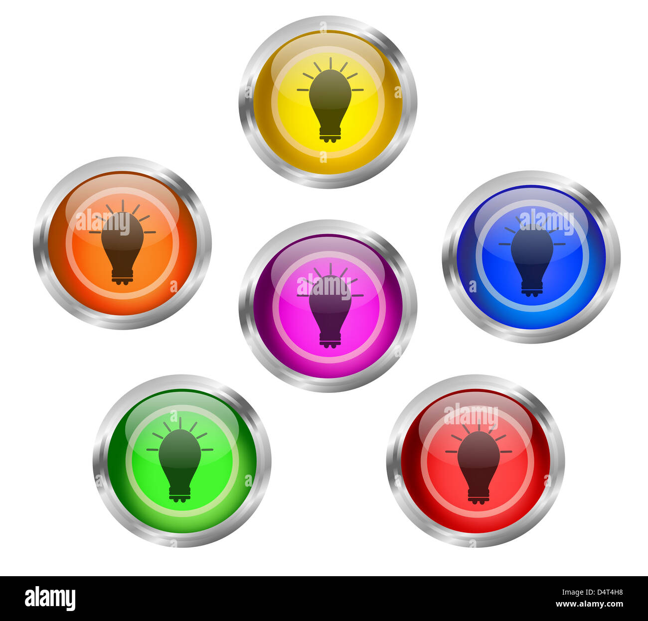 Bulb Icon Button Stock Photo - Alamy