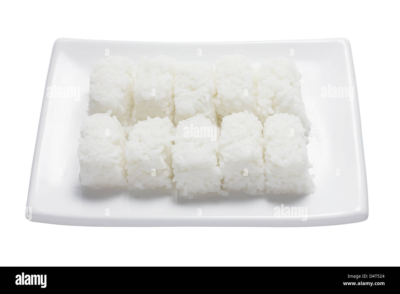Boiled Rice on Rectangular Plate Stock Photo - Alamy