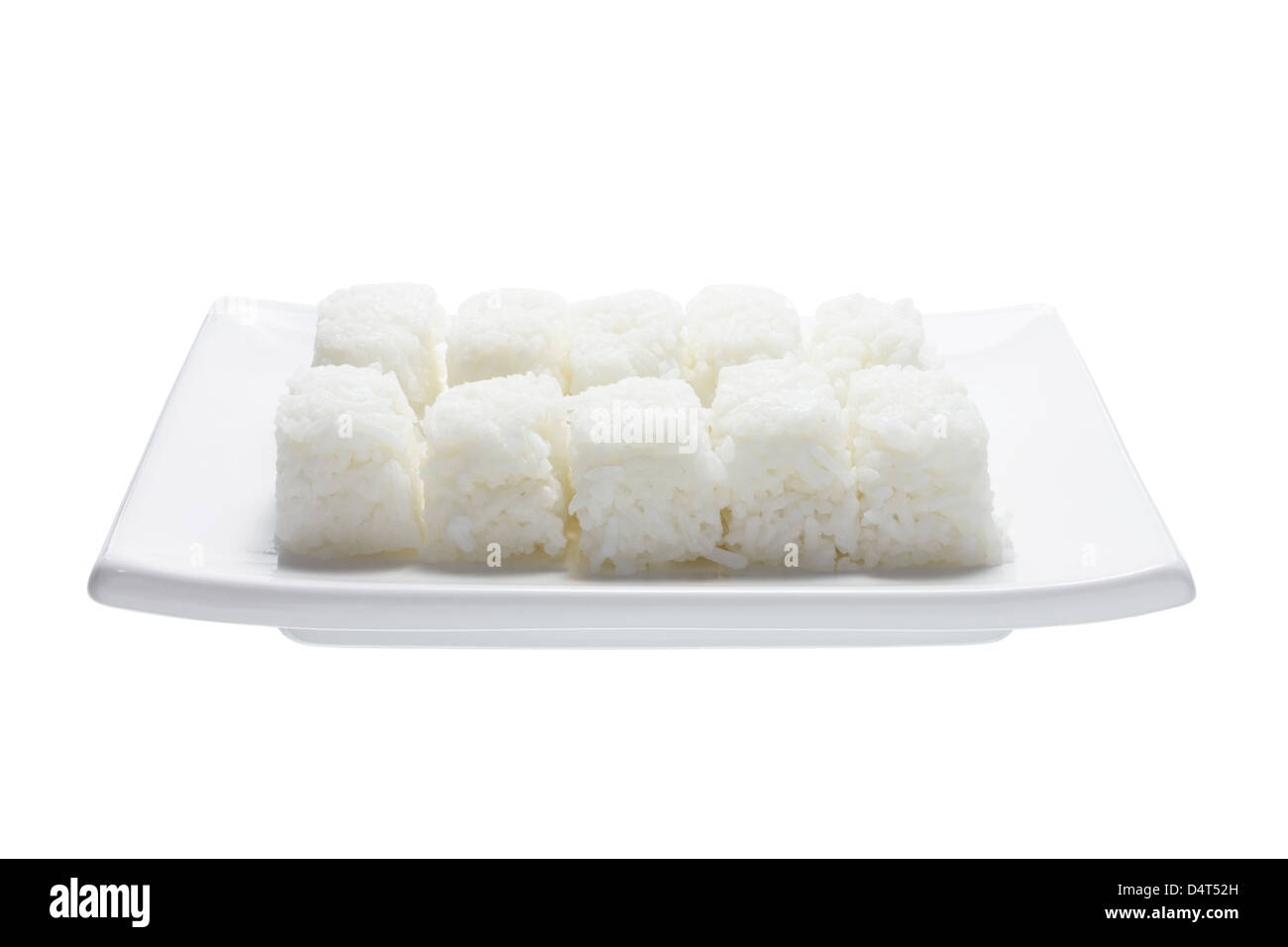 Boiled Rice on Rectangular Plate Stock Photo - Alamy